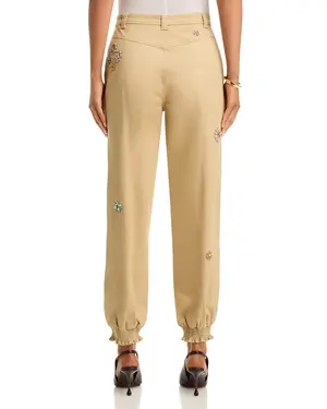 Cinq À Sept Rhinestone Paisley Embellished Fly Front Mavis Pants