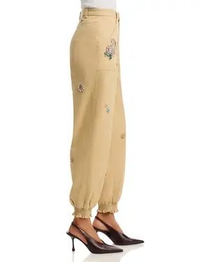 Cinq À Sept Rhinestone Paisley Embellished Fly Front Mavis Pants