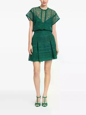 Elie Saab Macramé Pleated Mini Skirt