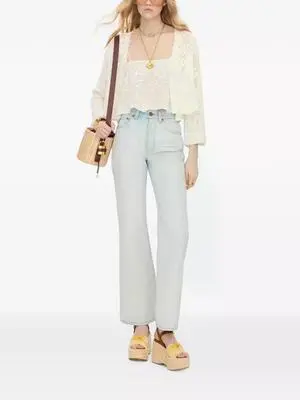 Chloé Crochet Knit Scalloped Hem Camisole Top - White