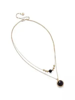 Dkny Camila Layered Necklace With Bead Embellishments And Pendant - Gold