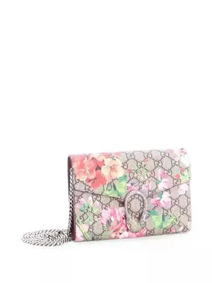 Gucci Dionysus Chain Wallet Blooms Print Gg Coated Canvas Small Crossbody Bag - Brown