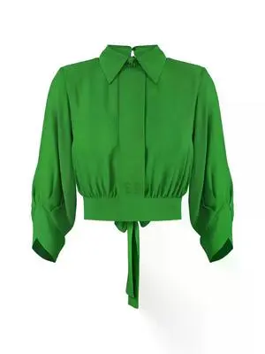 Elisabetta Franchi Georgette Cropped Shirt - Green