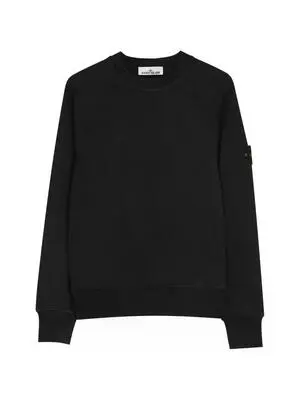 Stone Island Logo Patch Raglan Sleeve Sweatshirt - Black