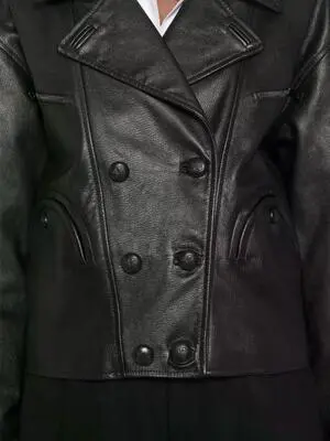 BLAZÉ MILANO Double-breasted Notched Lapel Leather Jacket