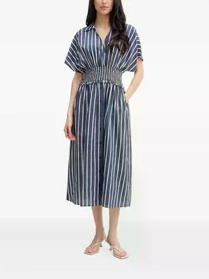 Joseph Ribkoff Vertical Stripe Smocked Waist Midi Dress