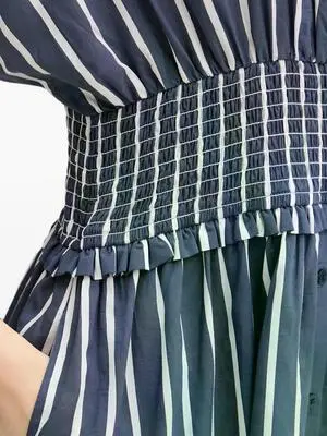 Joseph Ribkoff Vertical Stripe Smocked Waist Midi Dress