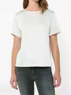 Max Mara Satin Keyhole-back T-shirt - Neutrals