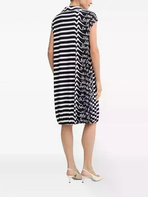 Joseph Ribkoff Striped Midi Dress With Script Print And Drawstring Hem