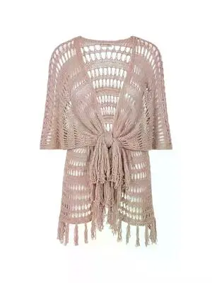 TWINSET Open-knit Poncho With Fringe Detail