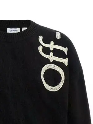Off-White Vertical Bookish Embroidered Sweater