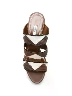 Manolo Blahnik Capro Geometric Pattern Stiletto Sandals - Brown