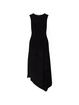 Liu Jo Asymmetrical Knit And Jacquard Midi Dress With Jewel Embroidery