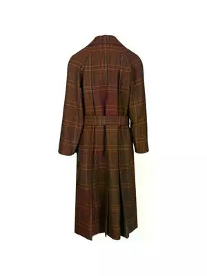 Saint Laurent Belted Plaid Coat