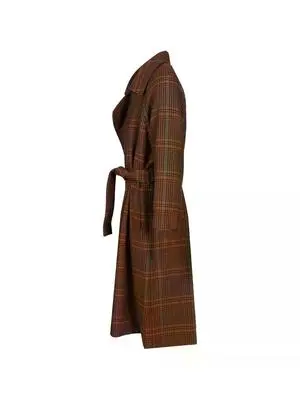 Saint Laurent Belted Plaid Coat