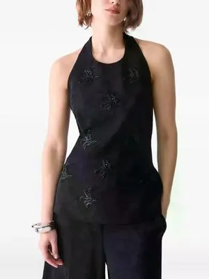 Liu Jo Jacquard Halter Top With Jewel Embroidery