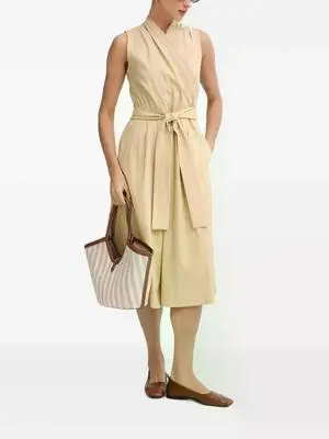 Joseph Ribkoff Sleeveless High Neck Belted Wrap Midi Dress - Neutrals