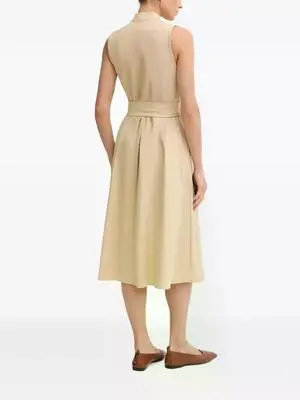 Joseph Ribkoff Sleeveless High Neck Belted Wrap Midi Dress - Neutrals