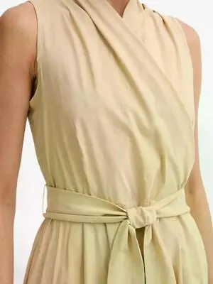Joseph Ribkoff Sleeveless High Neck Belted Wrap Midi Dress - Neutrals