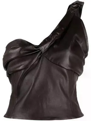 THE MANNEI Twisted Leather Cropped Top