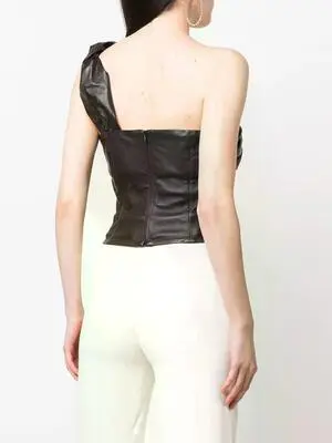 THE MANNEI Twisted Leather Cropped Top