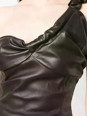 THE MANNEI Twisted Leather Cropped Top