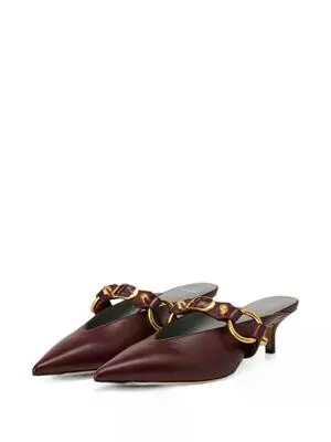 Balenciaga Buckle-strap Embellished Leather Heeled Mules - Red