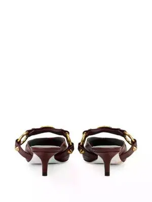 Balenciaga Buckle-strap Embellished Leather Heeled Mules - Red