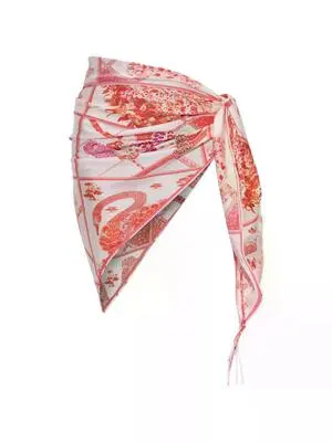 FERRAGAMO Graphic-print Silk Pareo - Neutrals