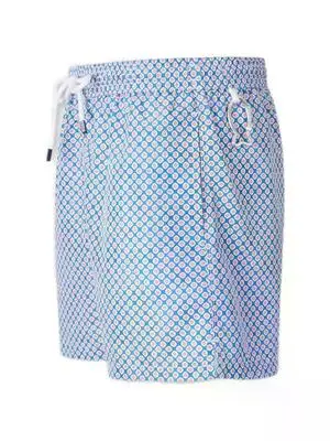 Fedeli All-over Patterned Drawstring Swim Shorts - Blue