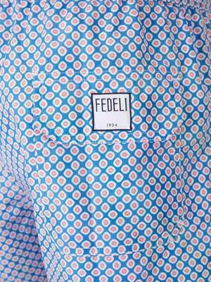 Fedeli All-over Patterned Drawstring Swim Shorts - Blue