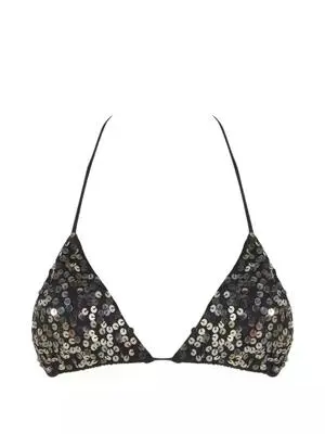 LESLIE AMON Sequin Scorpio Bikini Top - Black