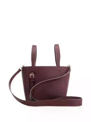 VALEXTRA Small Buckle-detail Pebbled Bucket Bag - Red