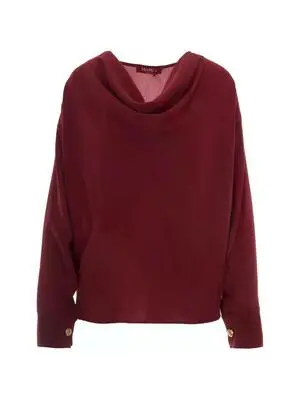 Max Mara Burgundy Cowl Neck Blouse With Buttoned Cuffs