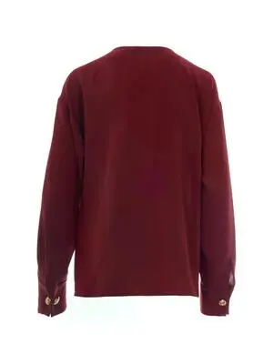 Max Mara Burgundy Cowl Neck Blouse With Buttoned Cuffs
