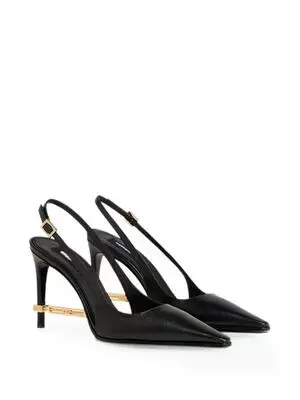 Dsquared2 Leather Slingback Pumps With Metal Bar Detail