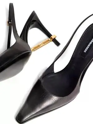 Dsquared2 Leather Slingback Pumps With Metal Bar Detail