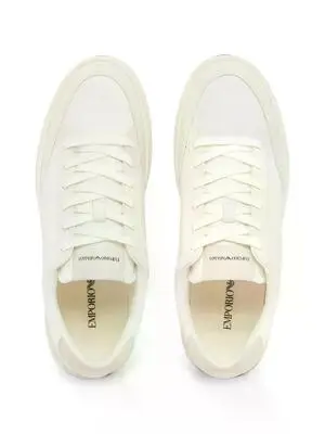 Emporio Armani Eagle Jacquard Leather Trim Sneakers