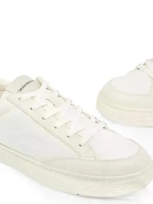 Emporio Armani Eagle Jacquard Leather Trim Sneakers