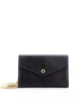 Gucci Envelope Wallet On Chain Guccissima Leather Shoulder Bag - Black