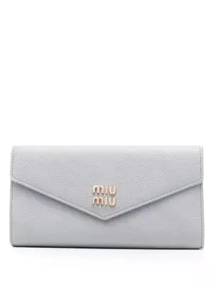 Miu Miu Logo-lettering Leather Wallet - Blue
