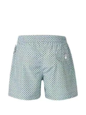 Fedeli Patterned Drawstring Swim Shorts - Green