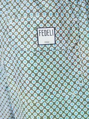 Fedeli Patterned Drawstring Swim Shorts - Green