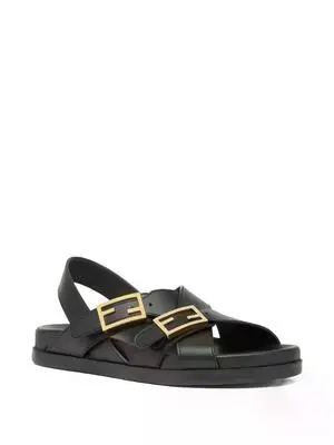Fendi Ff Logo Buckle Slingback Sandals