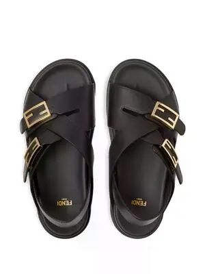 Fendi Ff Logo Buckle Slingback Sandals