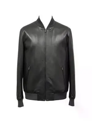 Gucci Embossed Logo Nappa Leather Bomber Jacket