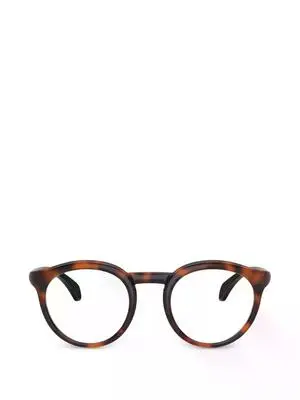 Moncler Shiny Havana Round-frame Glasses - Brown