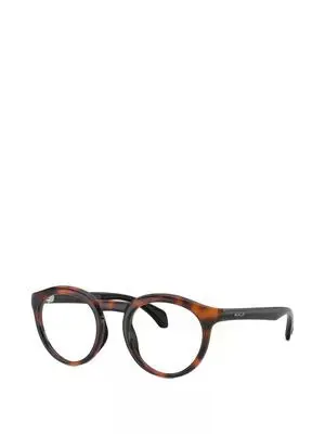 Moncler Shiny Havana Round-frame Glasses