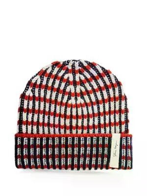 Stine Goya Check-knit Turn-up Beanie Hat - Blue