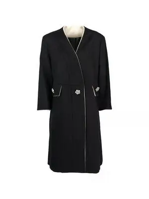 Vintage Embellished Contrast-trim Coat